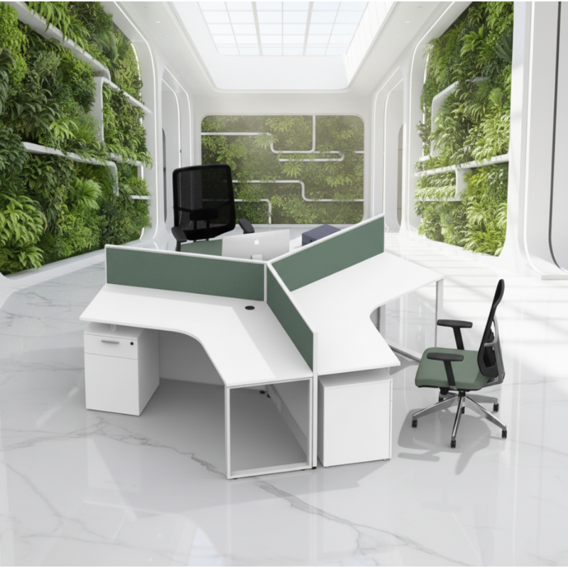 Meja Kantor 3 Staff - Partisi Kantor HPL - Custom & Minimalis